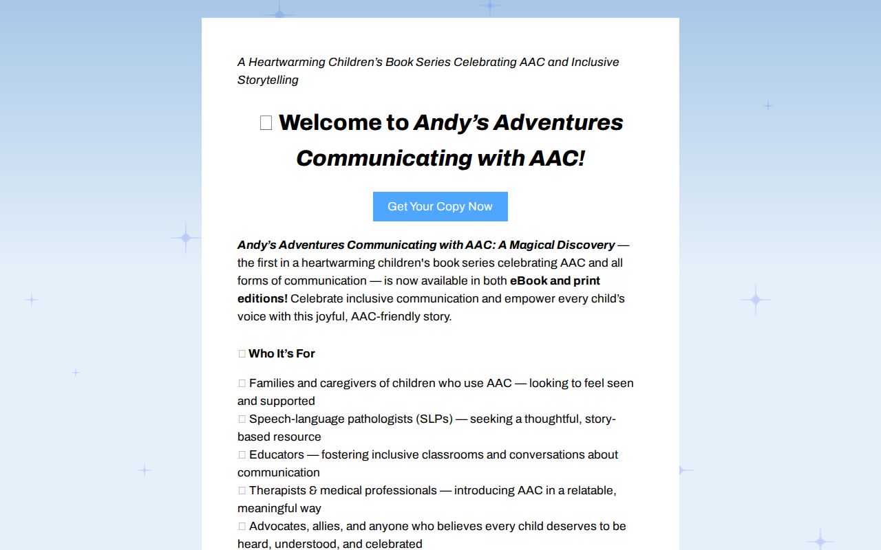 Andy’s Adventures Communicating with AAC: An AAC-Friendly Children’s ...